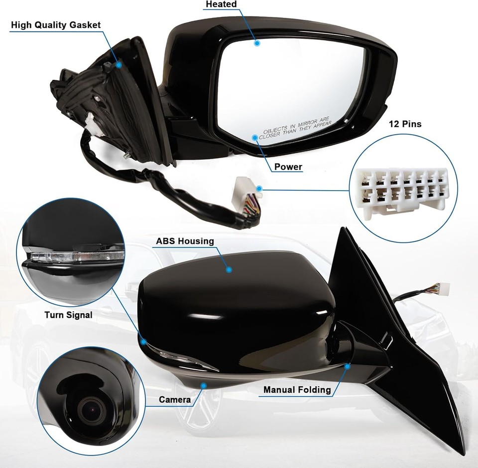 12 Pin Passenger Side Power Mirror Heated w/Turn Signal Camera Fits 13 ...