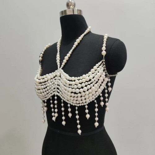 Handmade Bridal Body Chain Bikini Jewelry Mermaid Bra Top Body Harness ...