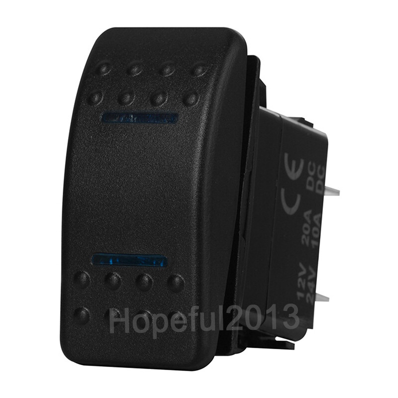 3 Way Boat Car Blue Led (on)-off-(on) Momentary Rocker Switch DPDT 7pin ...