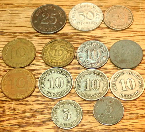 12 German Coins - 1875 thru 1950 - 5 pfennigs to 50 pfennigs | eBay