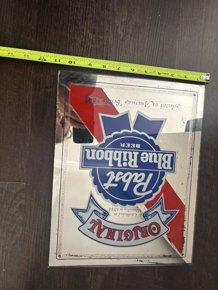 Vintage Pabst Blue Ribbon Beer PBR Carnival Glass Mirror 11x14 | eBay