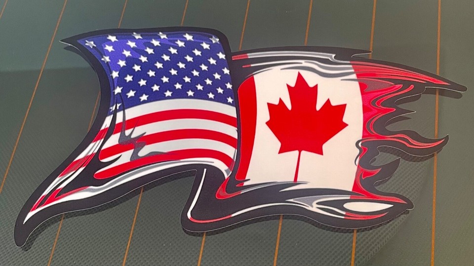 Canada Flag/US Flag Sticker Decal Vinyl Canadian Bumper Truck Gloss ...