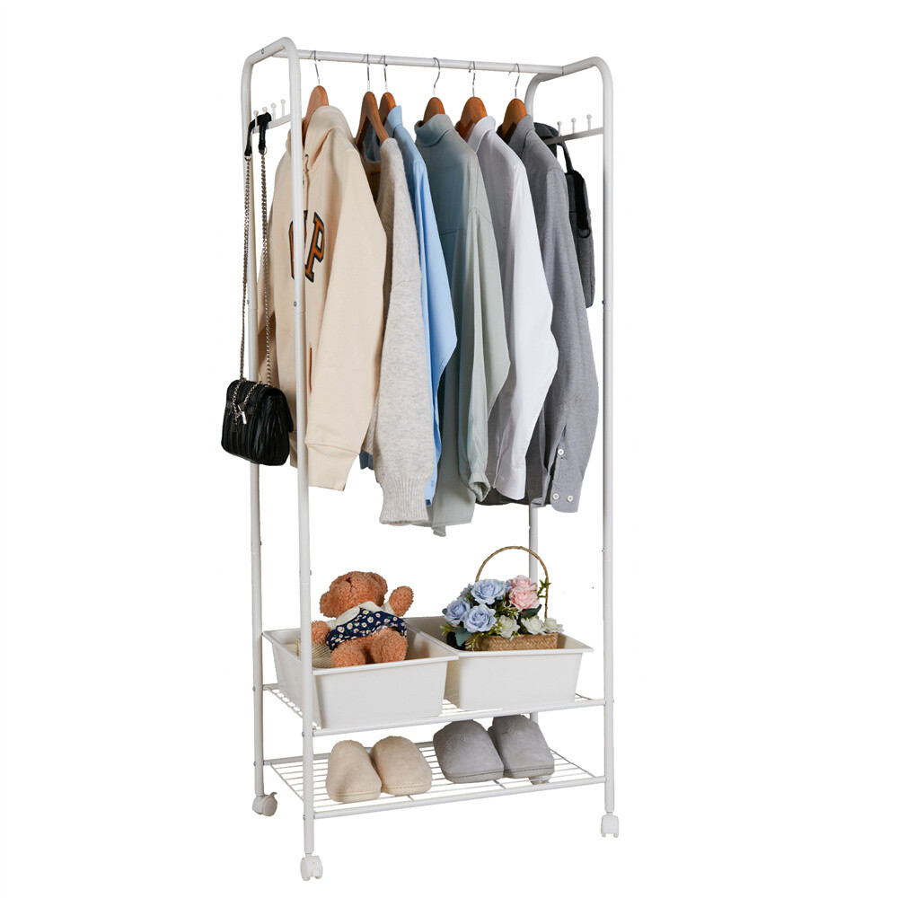 Heavy Duty Clothes Rail Storage Rack Garment Closet Organizer Shelves ...