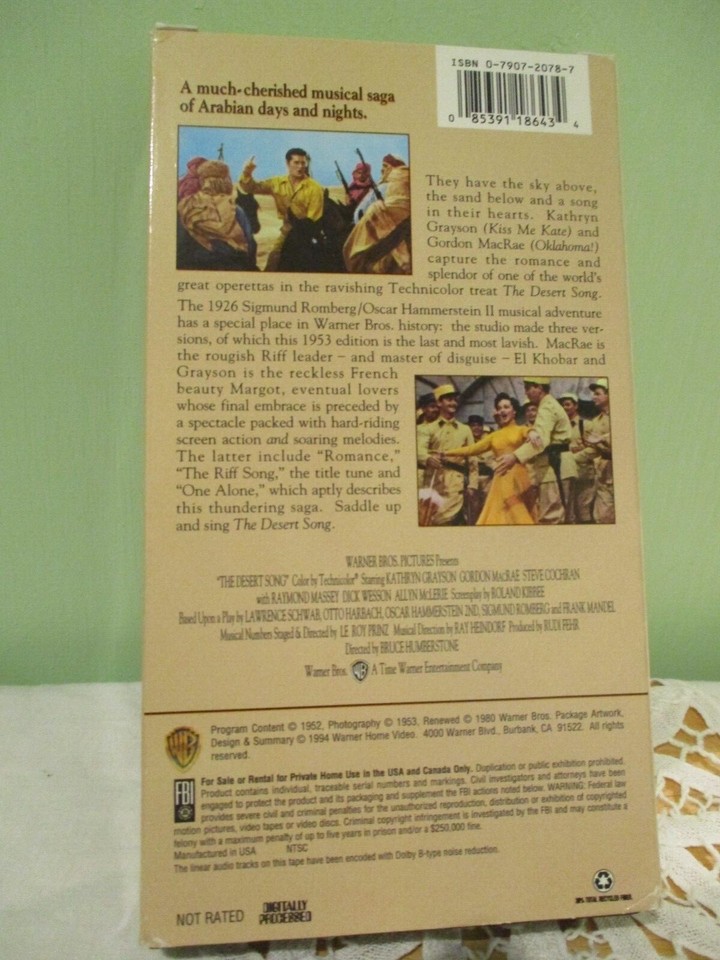 The Desert Song VHS (Rare 50s Musical) | eBay