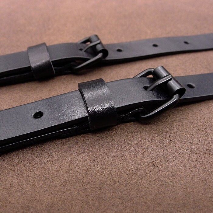 S Vintage Black Leather H Back Suspenders Belts 3 Hooks For Men Male ...