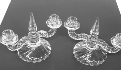 Vintage Elegant Glass Fostoria Crystal Colony Double Candlestick ...