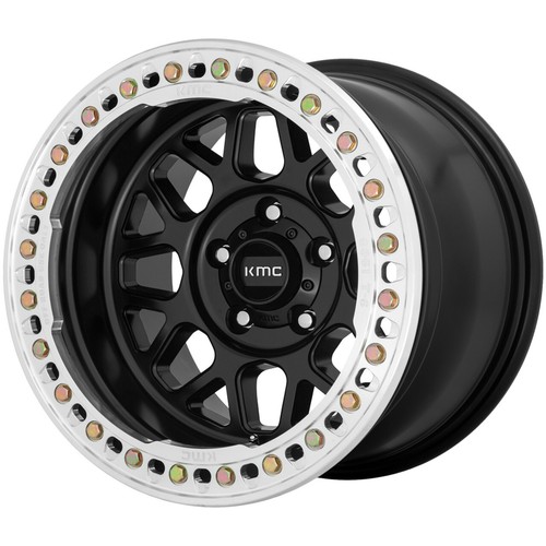 18x9 +10 KMC KM235 Grenade Crawl Beadlock 8x170 Satin Black Wheels (Set ...