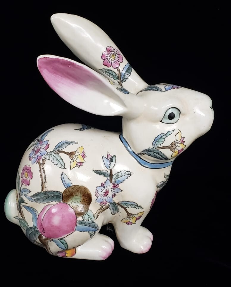 Set of 2 VINTAGE Large Colorful Porcelain Easter Bunny Rabbits 1950 | eBay