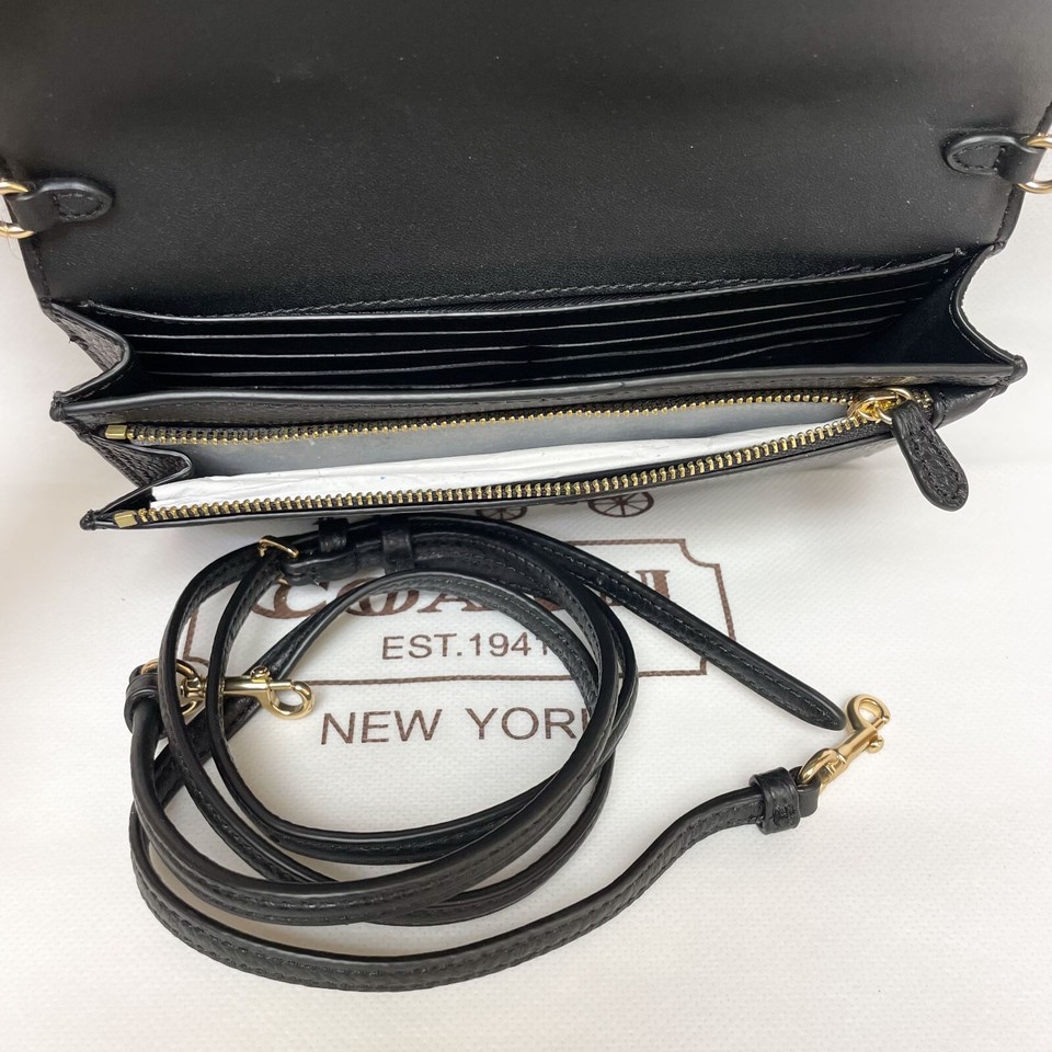 NWT COACH 3037 IMBLK WOMEN ANNA FOLDOVER CROSSBODY CLUTCH | eBay