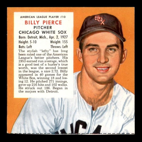 1954 Red Man AL #10 Billy Pierce VG J3382239 | eBay