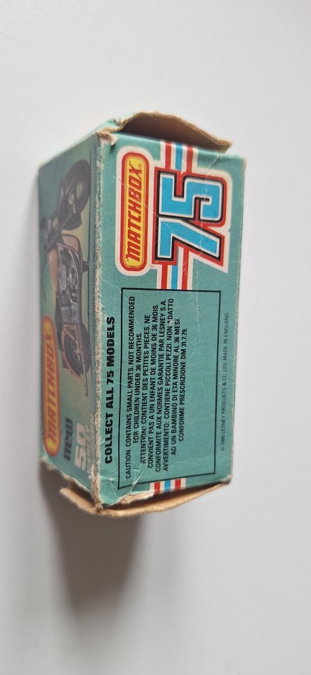 MATCHBOX SUPERFAST BRONZE HARLEY DAVIDSON MOTORCYCLE No.50 BOX Only ...