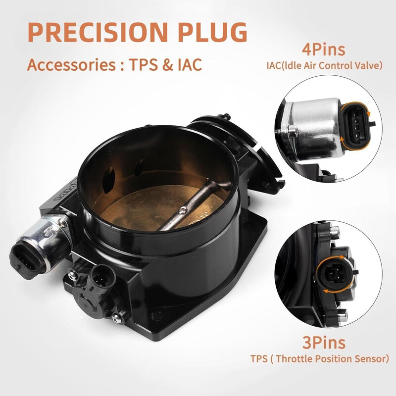 92MM Throttle body+TPS IAC+Adapter Plate For Chevy GM Gen III LSX LS ...