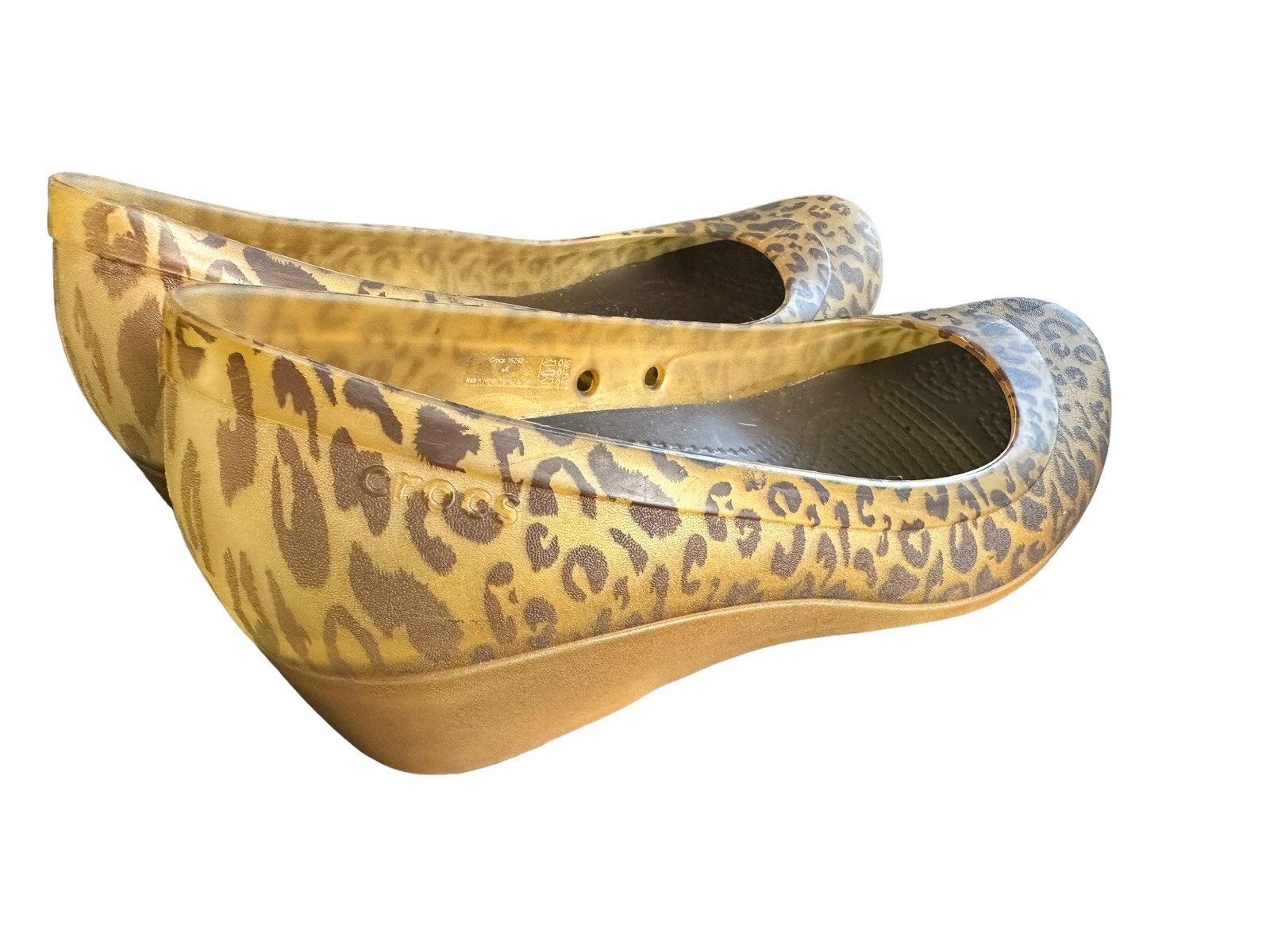 Crocs Women’s Carlisa Animal Leopard Print Wedges Cas… - Gem