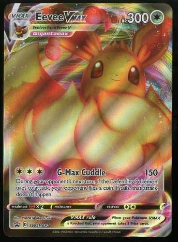 Eevee VMax SWSH087 Full Art Ultra Rare - 2021 Pokemon Black Star Promo ...