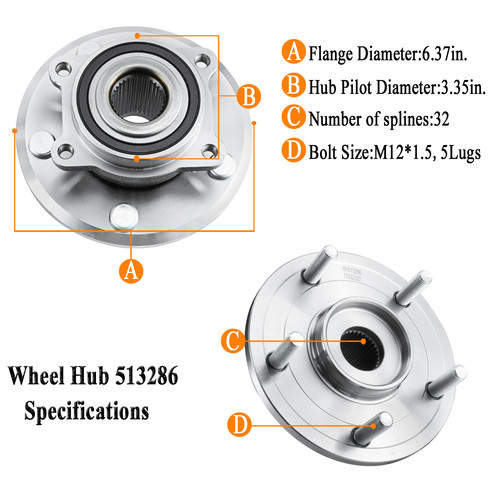 1Pc Front Wheel Hub Bearing Assembly fit 2009-2020 Dodge Journey 513286 ...