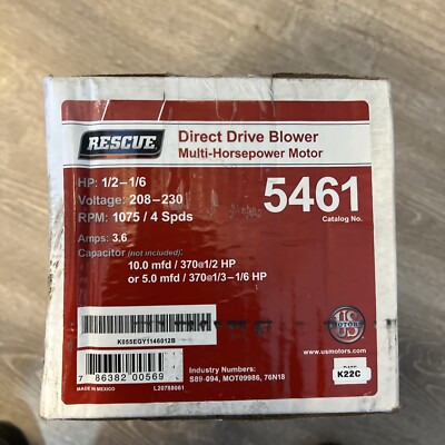 US Motors Rescue 1/2-1/6 hp 1075 rpm, 6 poles, 1 shaft, OPAO Enclosure ...