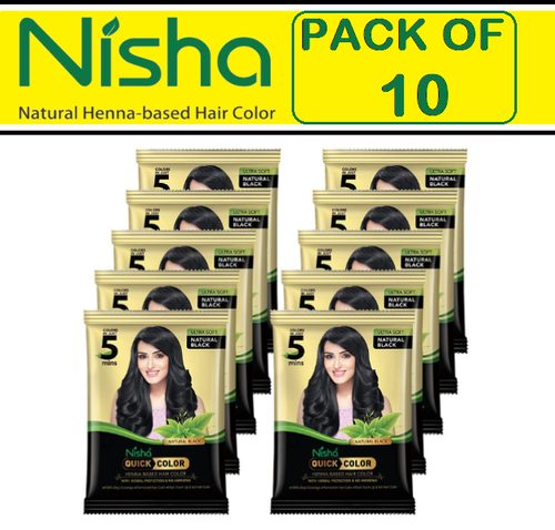 10 x10g Nisha Natural Black Henna Powder Hair Color 100% Grey Coverage ...