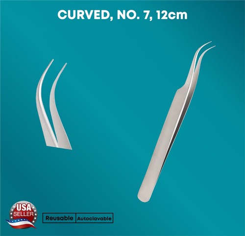 Jewelers Forceps No. 7 Curved Reusable Surgical Ophthalmic Eyelid Eye ...