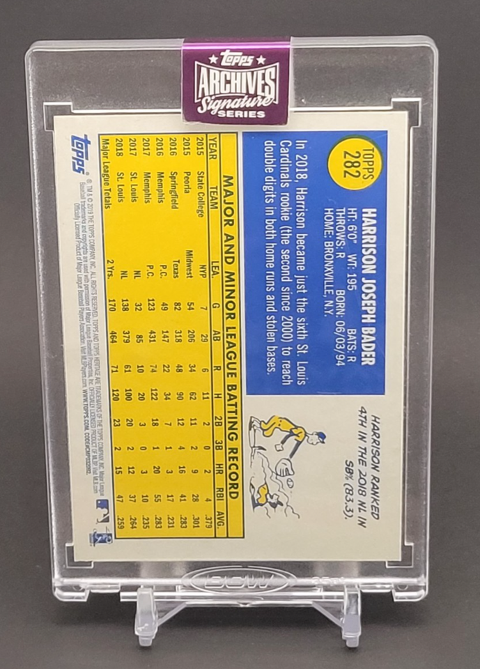 Harrison Bader #282 2025 Topps Archives Signature Series 2019 Heritage ...