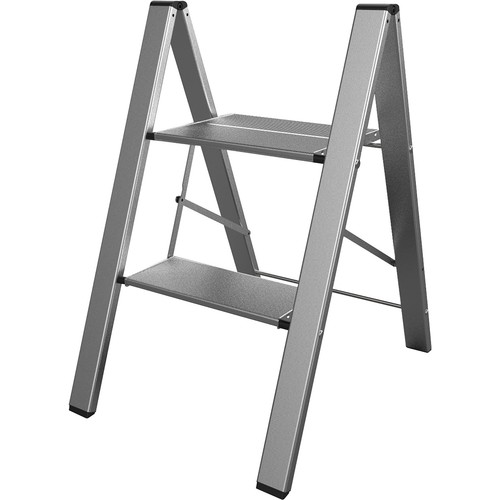 Ultra Slim Aluminum Two Step Folding Utility Step Ladder | eBay