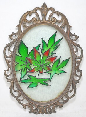 Antique Decorative Metal Frame and Glass Panel Original Old Hand ...