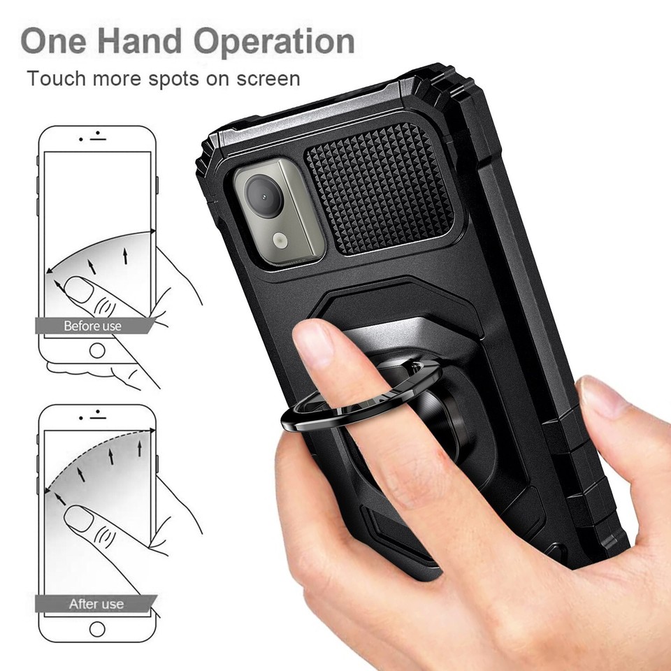 For BLU Studio Mini (2023) Case Armor Ring Stand Phone Cover + Tempered ...