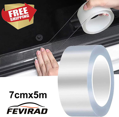 Car Door Sill Scuff Cover Sticker Anti scratch Protector Clear Carbon ...