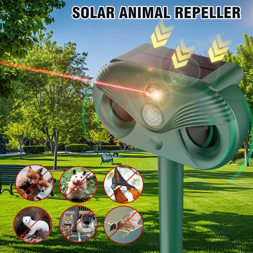 USB Solar Ultrasonic Animal Repeller Outdoor Motion Sensor Cat ...