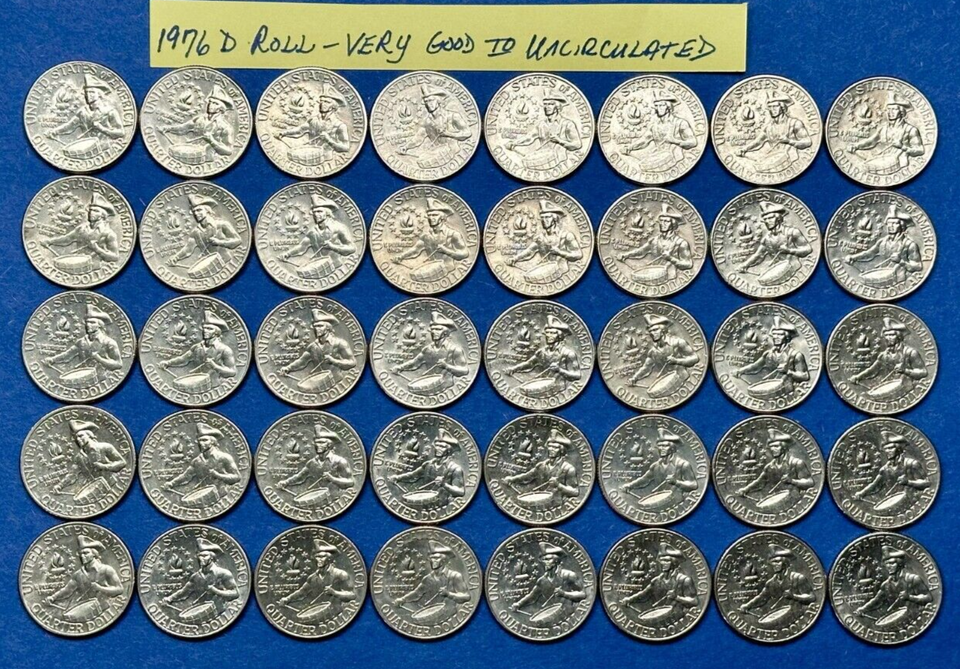 1976-D Bicentennial Drummer Boy Quarters Roll of 40 Quarters XF to ...