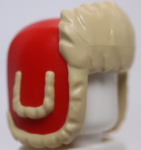 Lego Red Headgear Ushanka Hat with Molded Tan Fur Lining Pattern | eBay