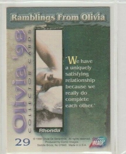 OLIVIA 98 RAMBLINGS FROM OLIVIA, MODEL RHONDA RIDLEY CARD # 26,27 ...