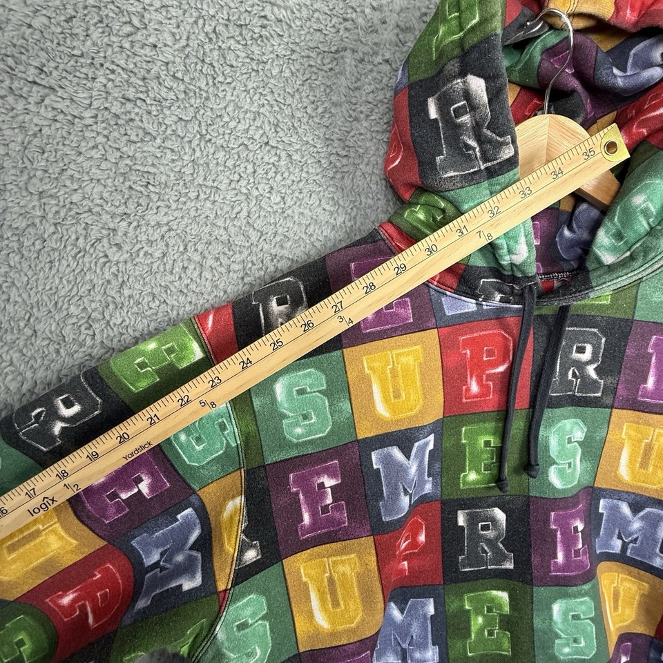 Supreme Alphabet FW20 Color Block Hoodie Sweatshirt AOP Spell Out Size ...