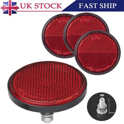 4x Round Red Reflectors 60mm Screw on with Screws for Trailers Trucks ...