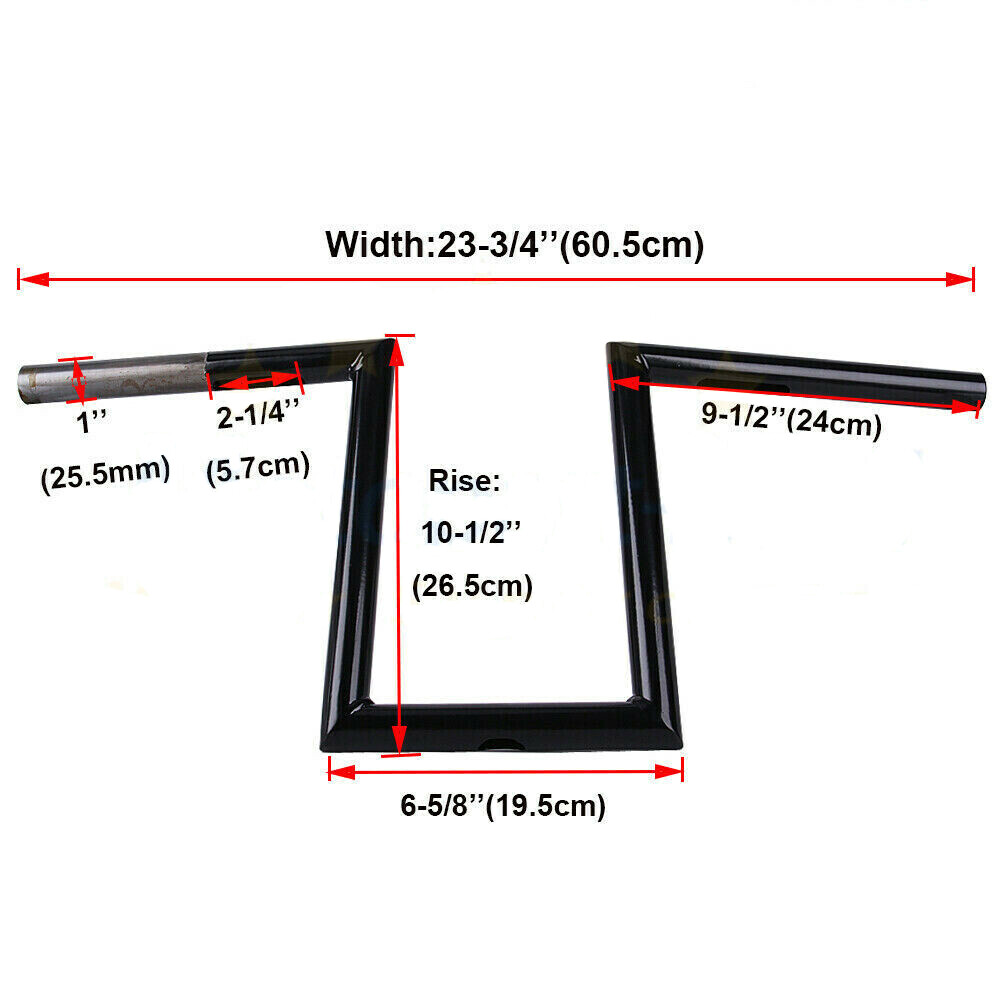 Black 1'' Narrow Z-Bars Handlebars For Harley Chopper Bobber Motorcycle ...