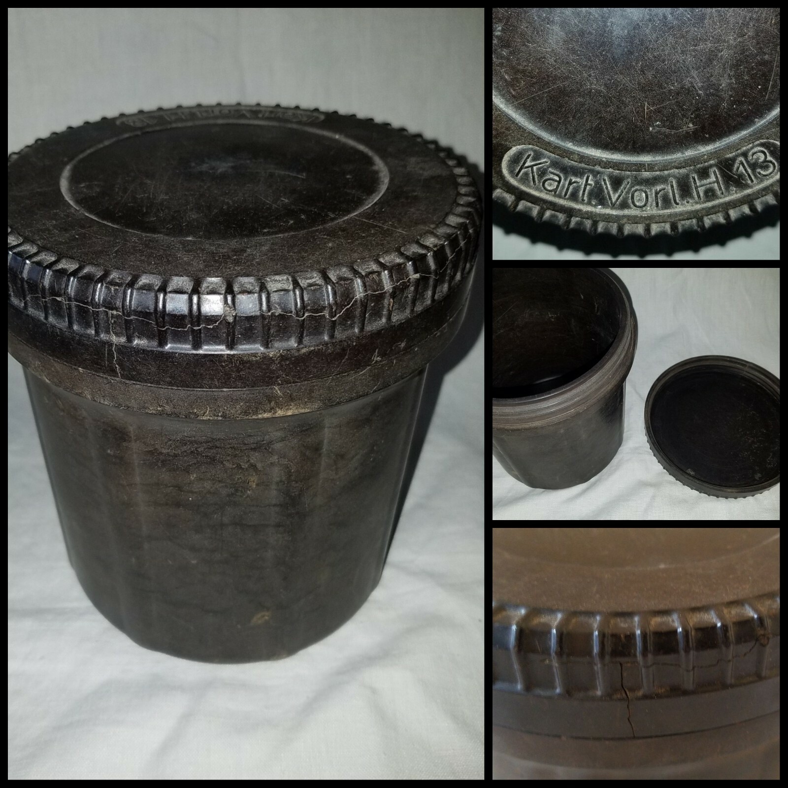 German Bakelite Fuse Box Kart.Vorl.H .13 Cap Pot WWII Large container ...