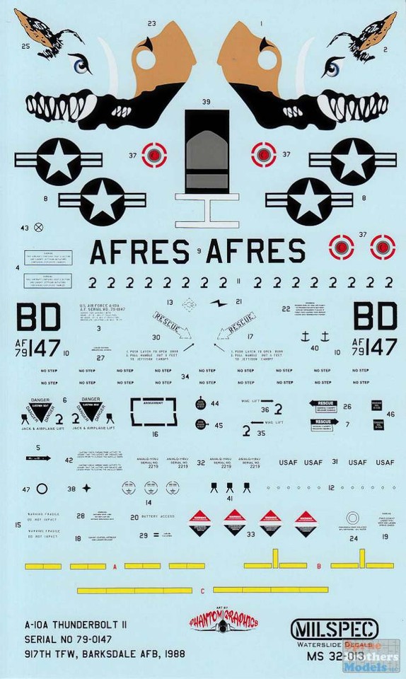 CAMMS32013 1:32 MilSpec Decals - A-10A Thunderbolt II 917th TFW ...