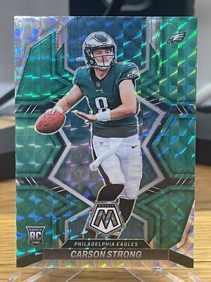 Carson Strong 2022 Panini Mosaic Green Prizm No. 306 Eagles Rookie ...