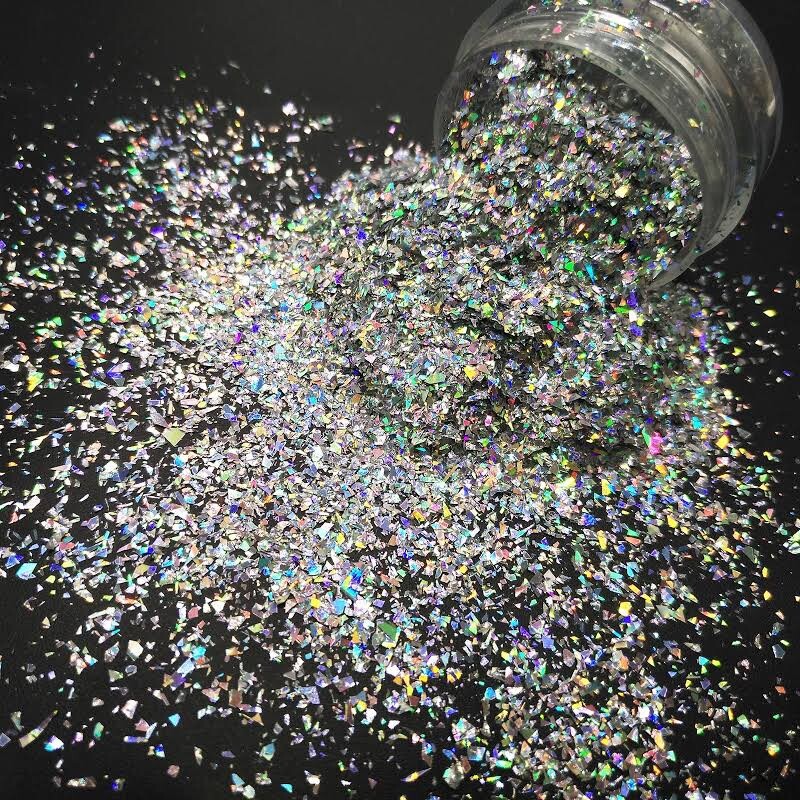 Holographic Nail Flakes 3 Sizes Chrome Silver Shiny Flake Unicorn ...