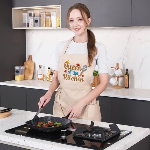 Funny Cooking Aprons for Women with Pockets, Embroidered Cute Baking ...