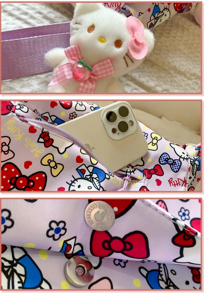 Hello Kitty Campus Messenger Bag Purple Cartoon Logo Flap JK School ...