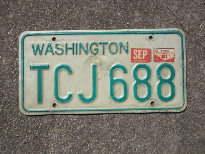 1981 Washington License Plate TCJ 688 Chevy Chevrolet Ford Dodge WA ...