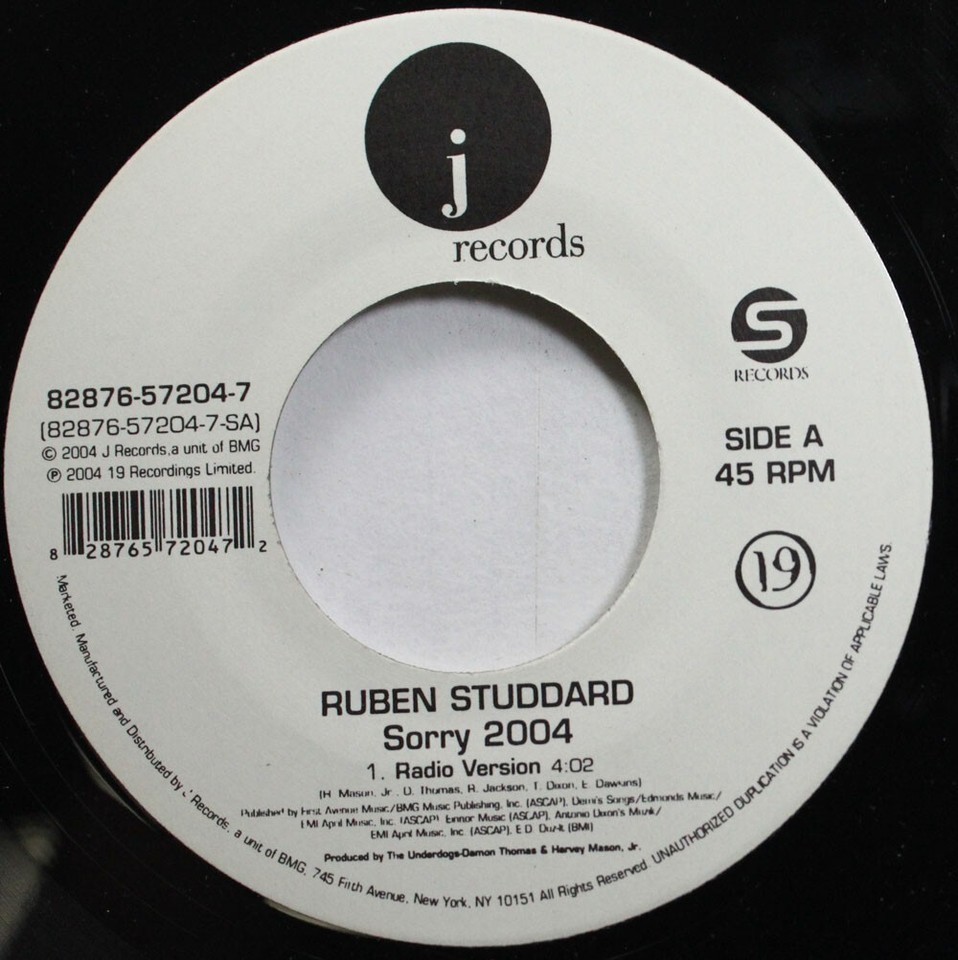 Soul 45 Ruben Studdard - Sorry 2004 Instrumental Version / Sorry 2004 ...