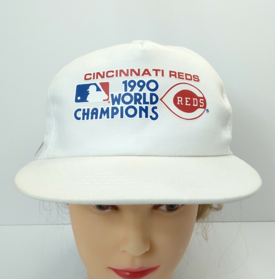 NWT Cincinnati Reds 1990 MLB World Champions White Snap Back Hat READ ...