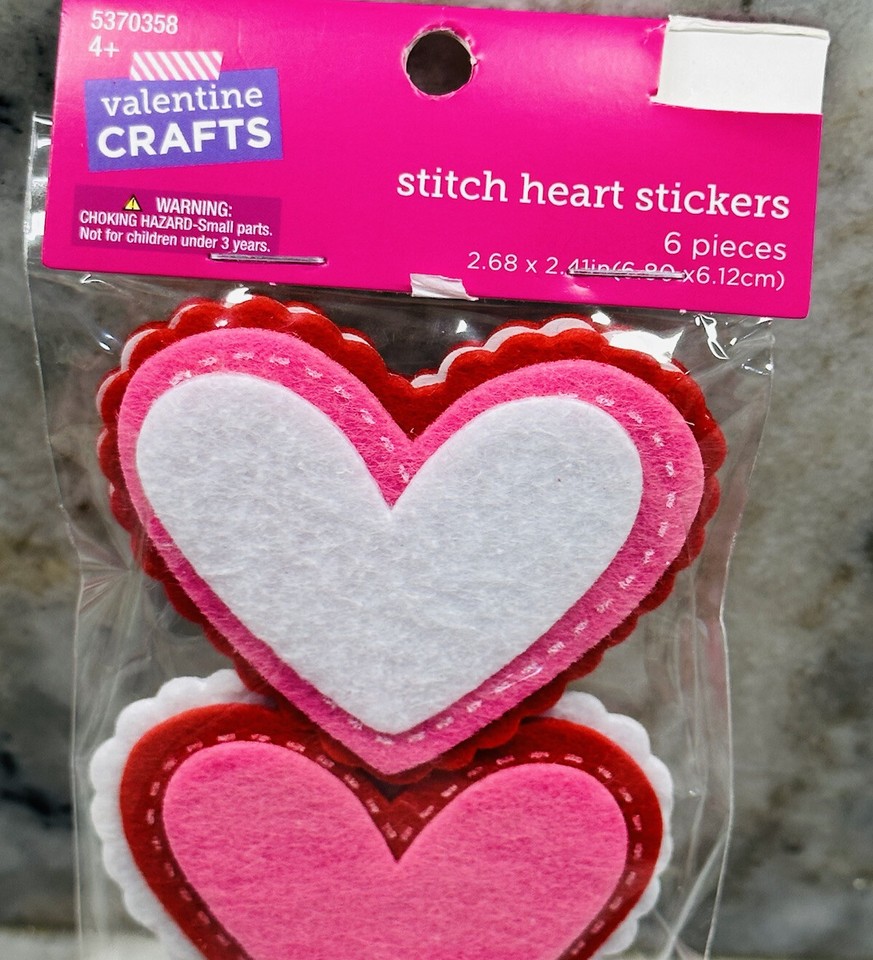 Valentines Crafts Stitch Heart Stickers 6pc. 2.68x2.4Inches | eBay