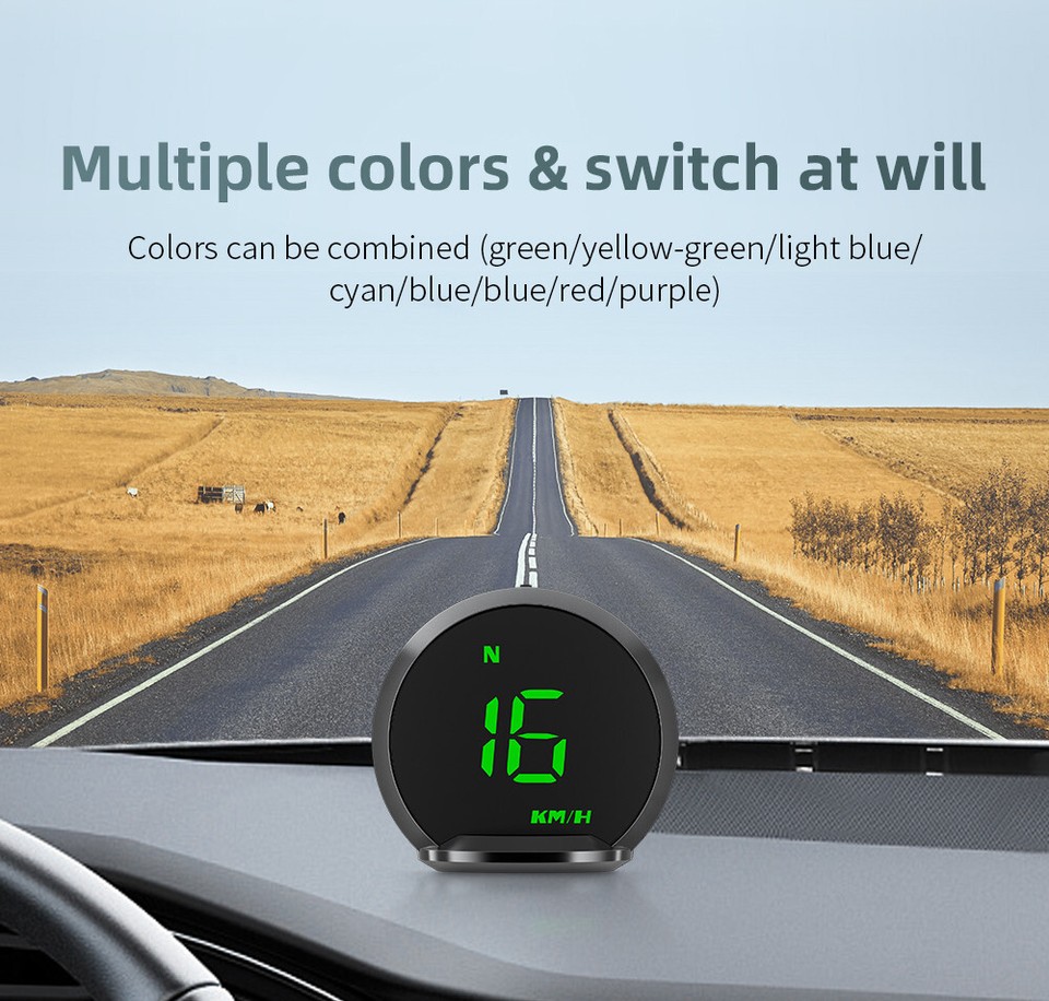 Digital HUD Gauge Car GPS Speedometer HD Head Up Display Speed ...
