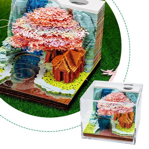 New 3D sticky tearable note paper flower fruit mountain tree house gift ...