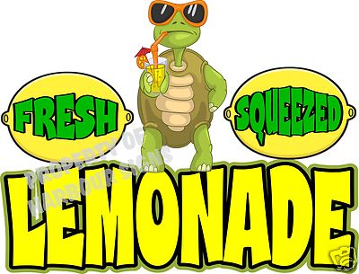 Fresh Squeezed Lemonade Decal 14" Turtle Drink Food Truck Restaurant ...