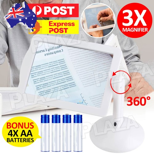 Magnifying Glass Holder LED Light Tool Large Lens Lighted Lamp Desk ...