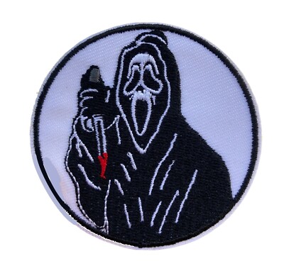 Ghostface Scream Patches Iron On Sew On Embroidery 2 Set Brand New USPS Hallowee | eBay