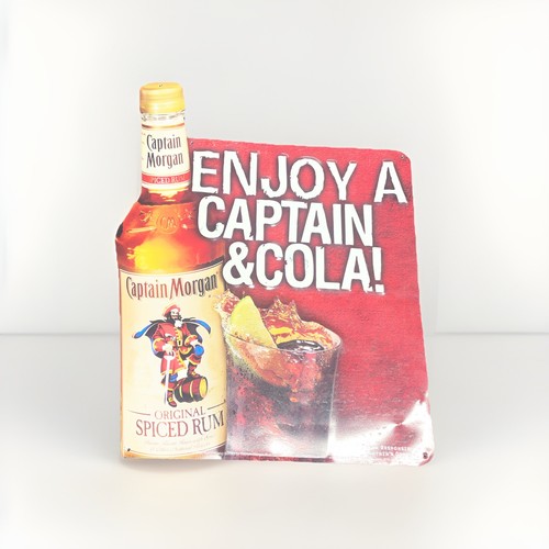 Captain Morgan Spiced Rum Embossed Tin Sign "Enjoy A Captain And Cola ...